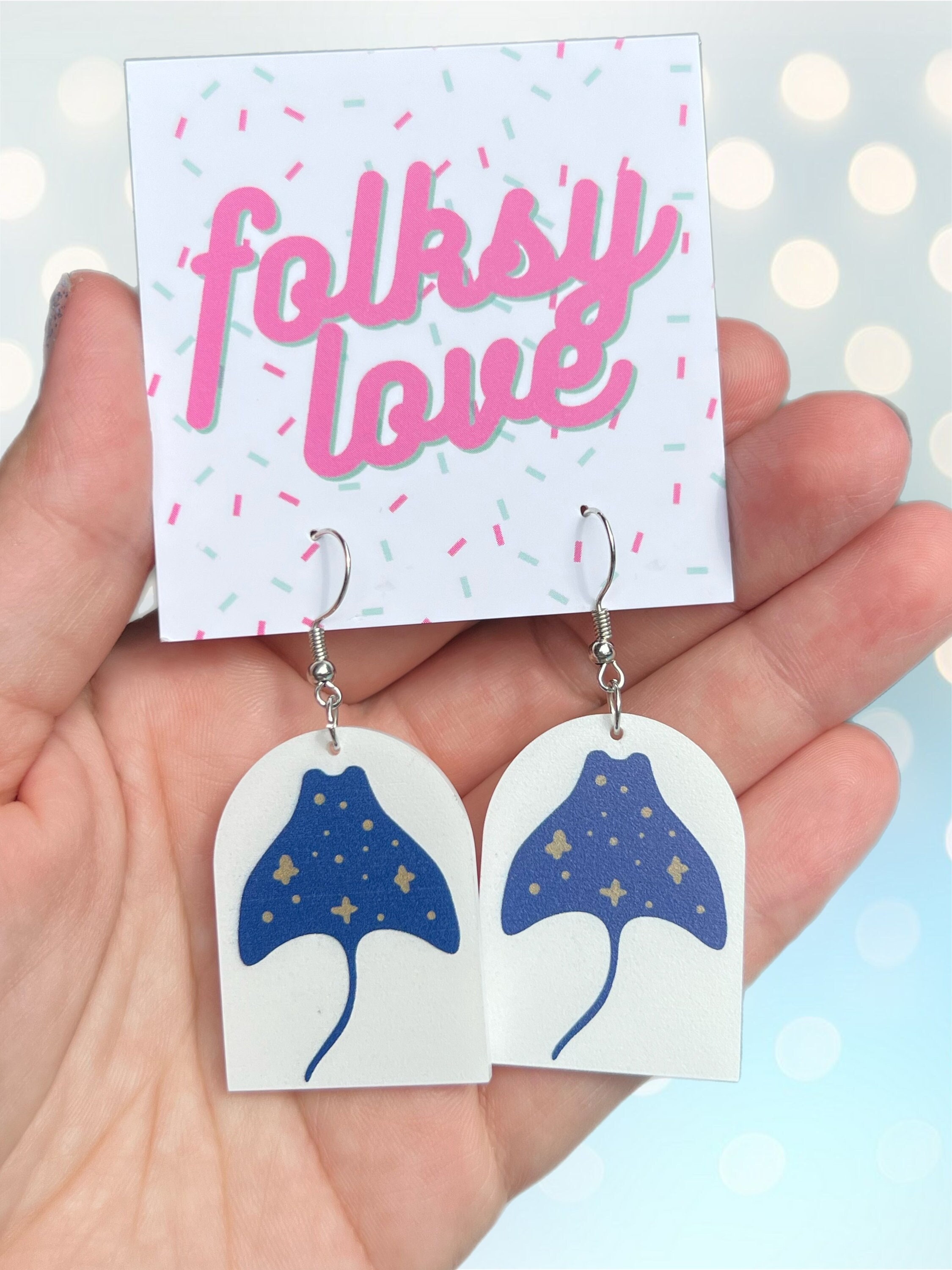 Manta Rochen Acryl Ohrringe - Etsy.de