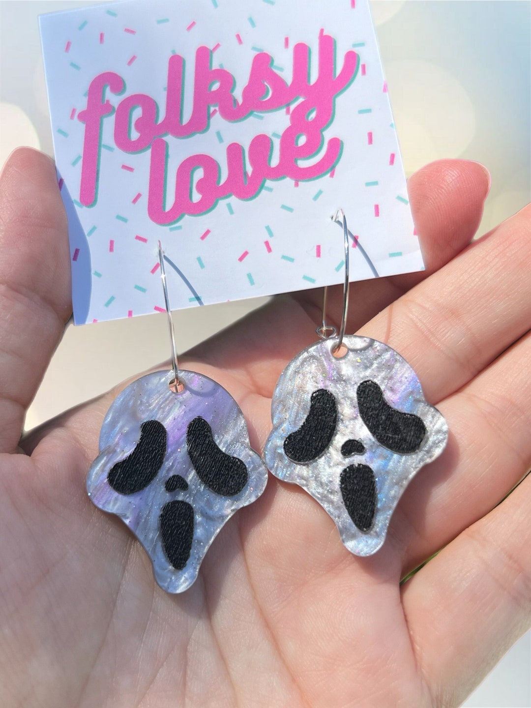 Scream Kawaii Horror Face Acrylic Earrings - Etsy