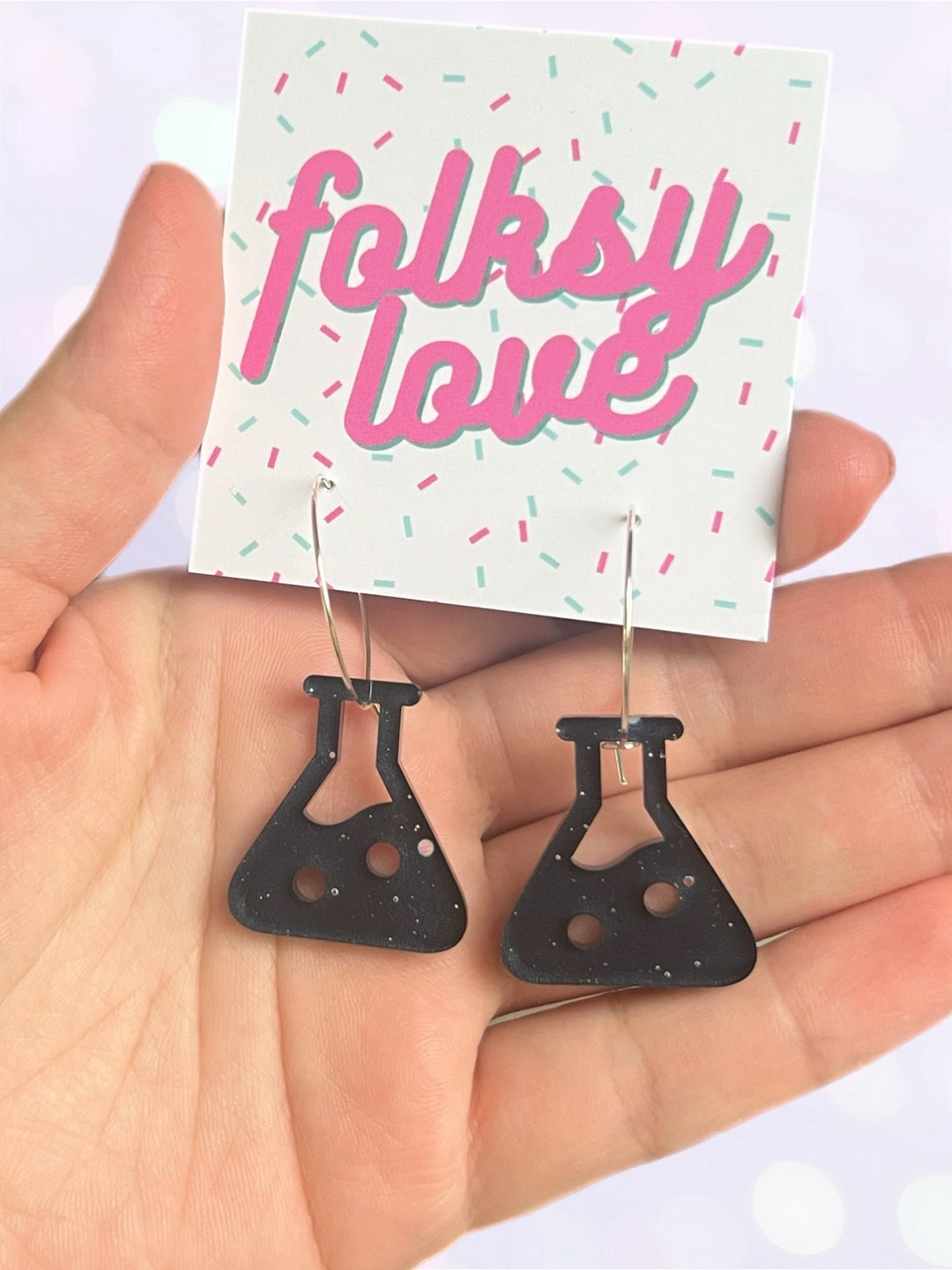 Cosmic Science Flask Acrylic Hoop Earrings - Etsy