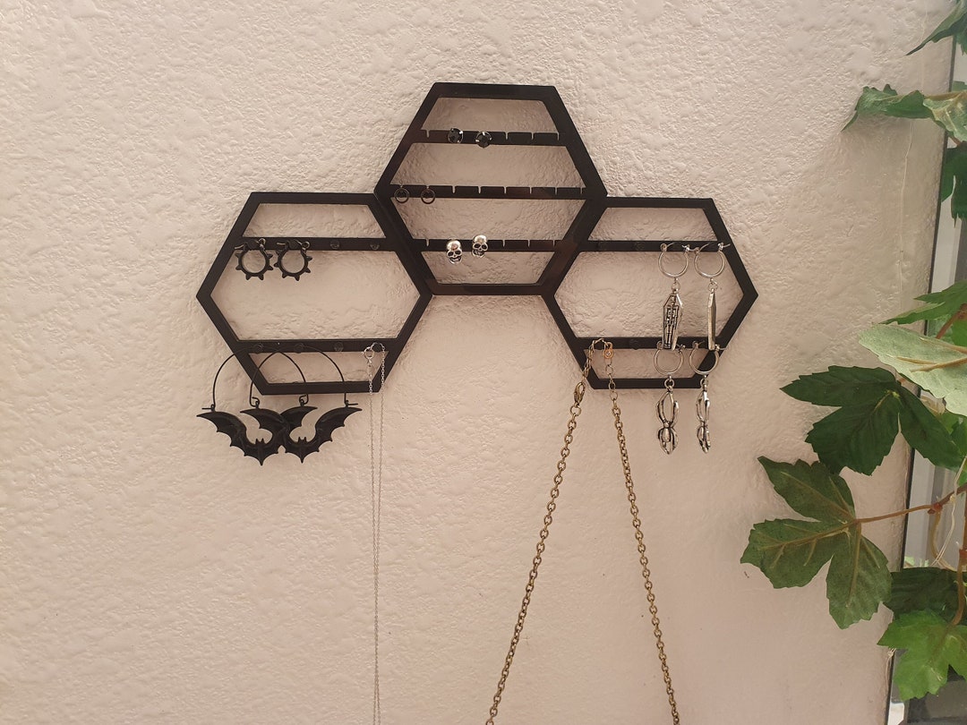 Hexagonal Earring Display Wall Mounted - Etsy