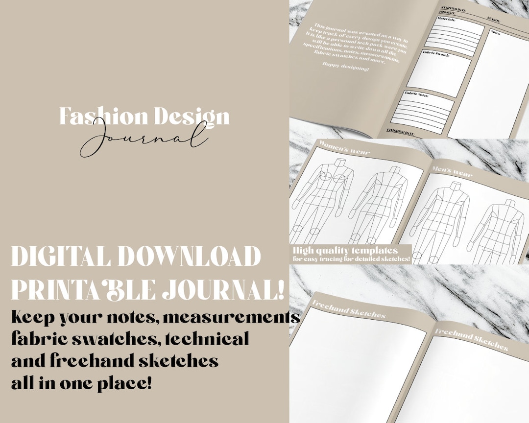 Digital Download - Printable Fashion Design Journal - Etsy