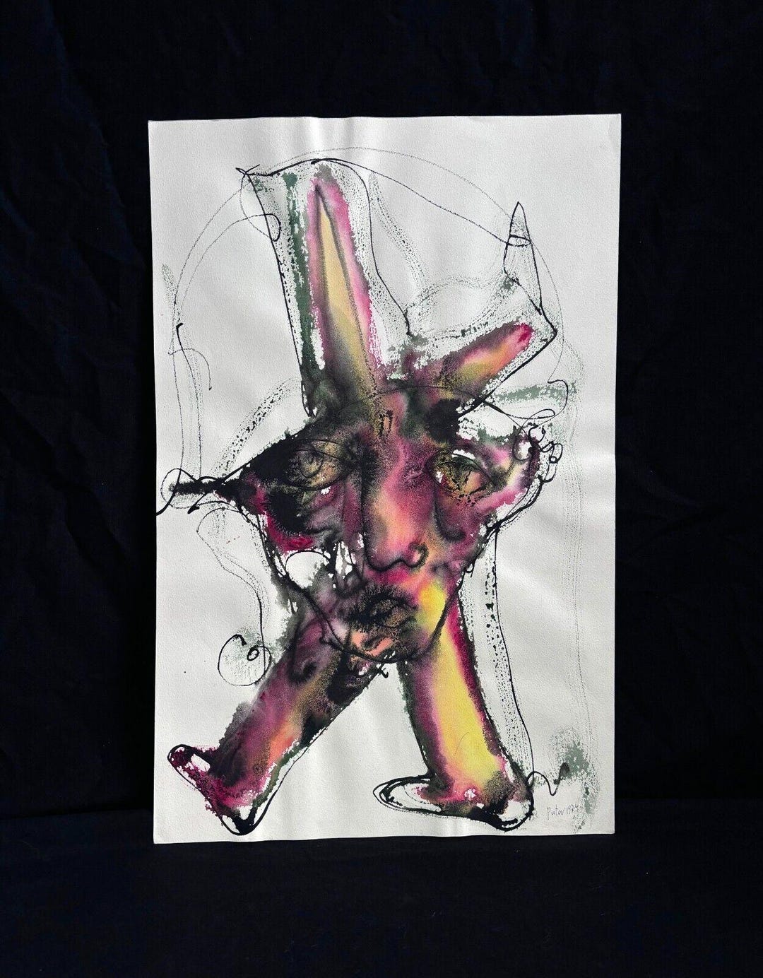 Original 1970's Alexander Sacha Putov Painting on Paper Expressionist ...