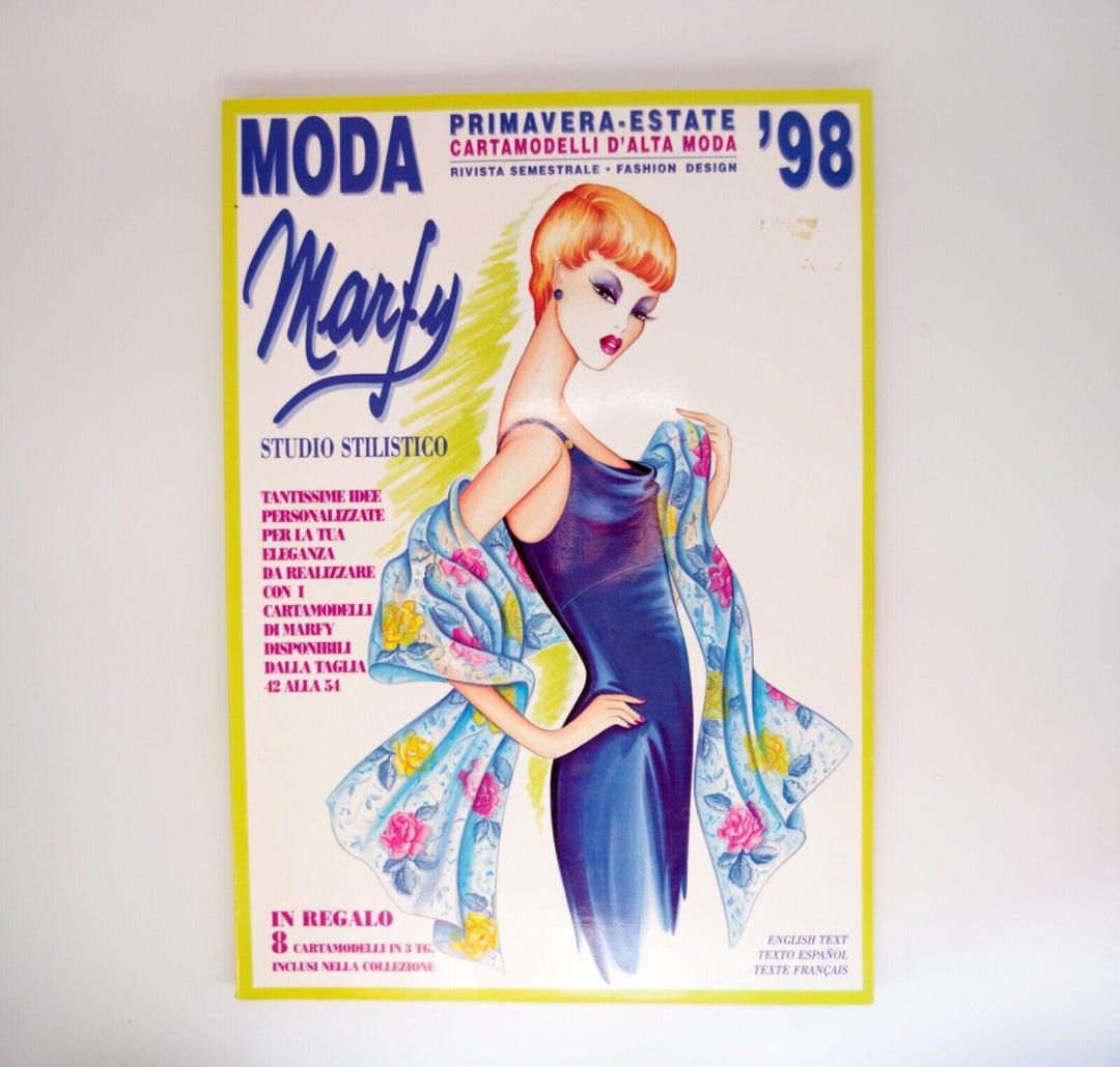 Large Italian Fashion Illustration Book MODA MARFY From 1998 90's ...