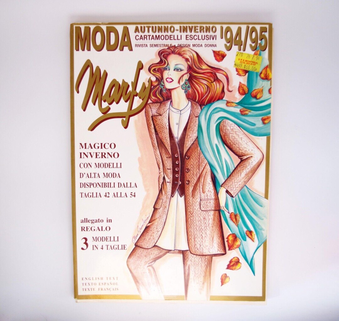 Large Italian Fashion Illustration Book MODA MARFY From 1994/1995 90's ...