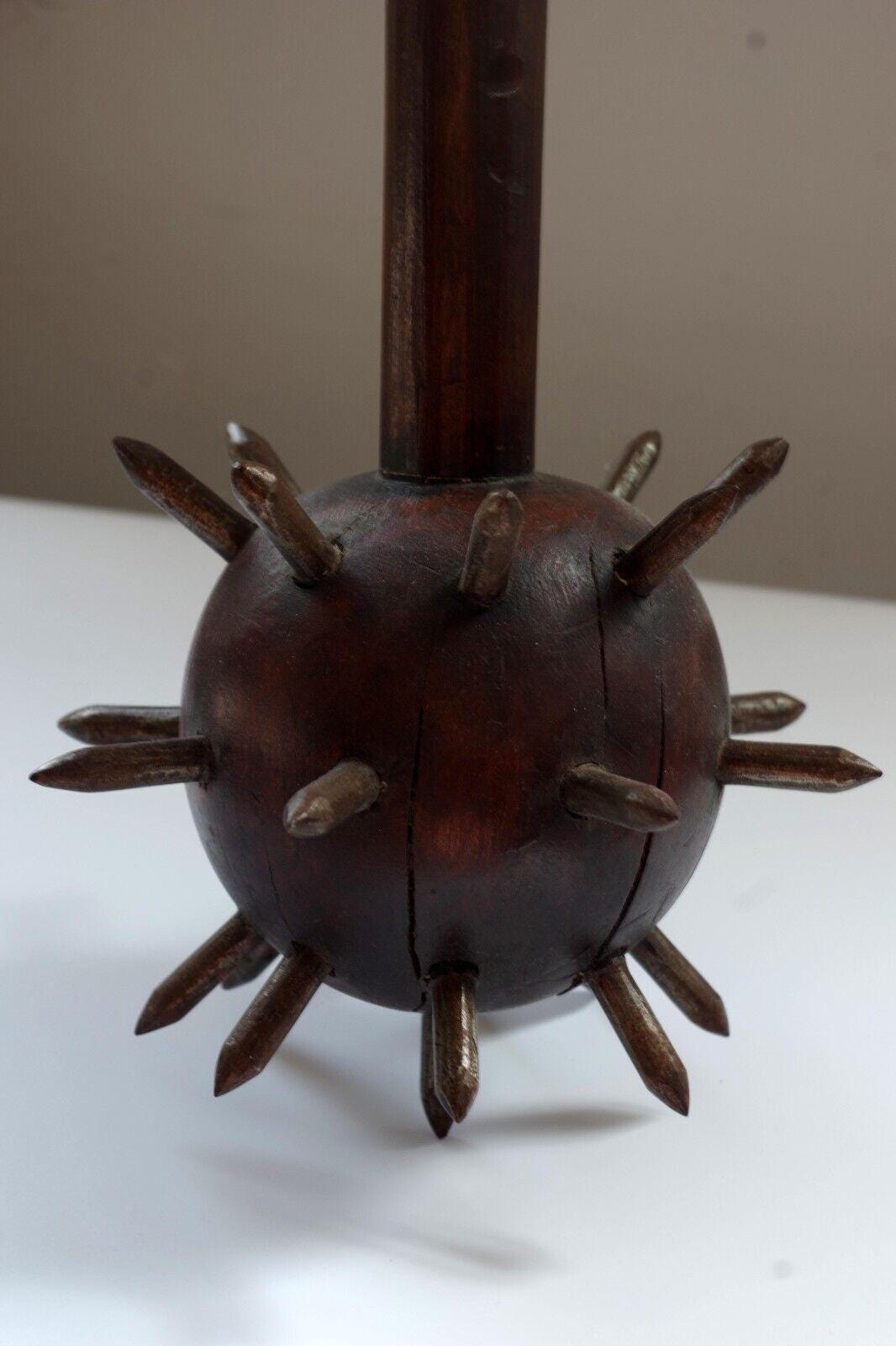 Large 28 Vintage Wooden Spiked Mace Medieval Weaponry Replica Metal ...