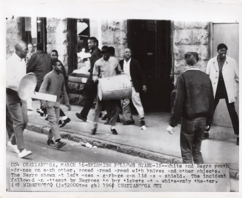 Original 1960 Civil Rights Press Photo Black Vs White Fight at Whites ...