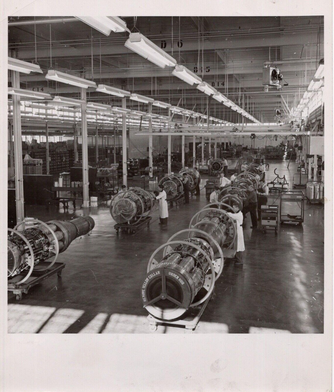 1953 Original Press Photograph of Sabre Jet Engine Production Line ...