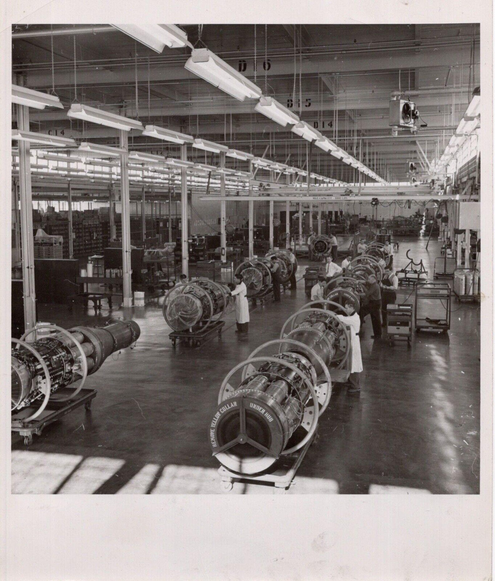 1953 Original Press Photograph of Sabre Jet Engine Production Line ...