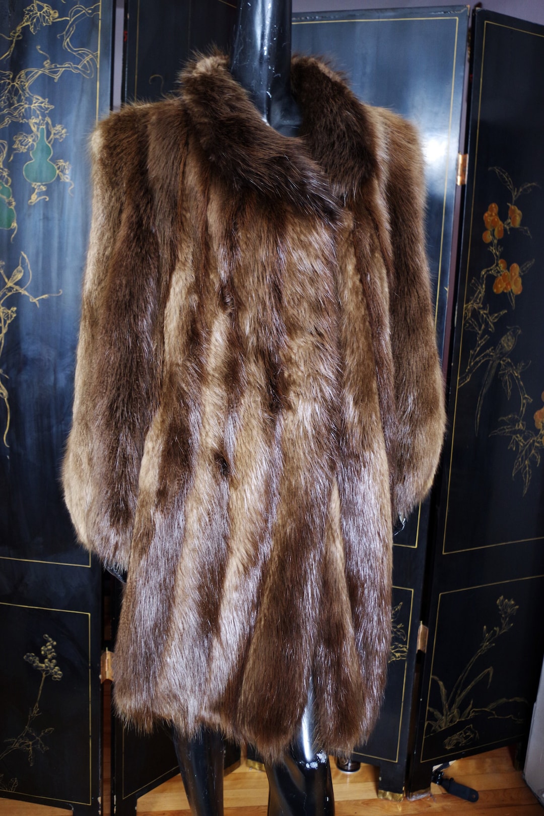 Women's Vintage Muskrat Fur Coat Size Medium-large - Etsy