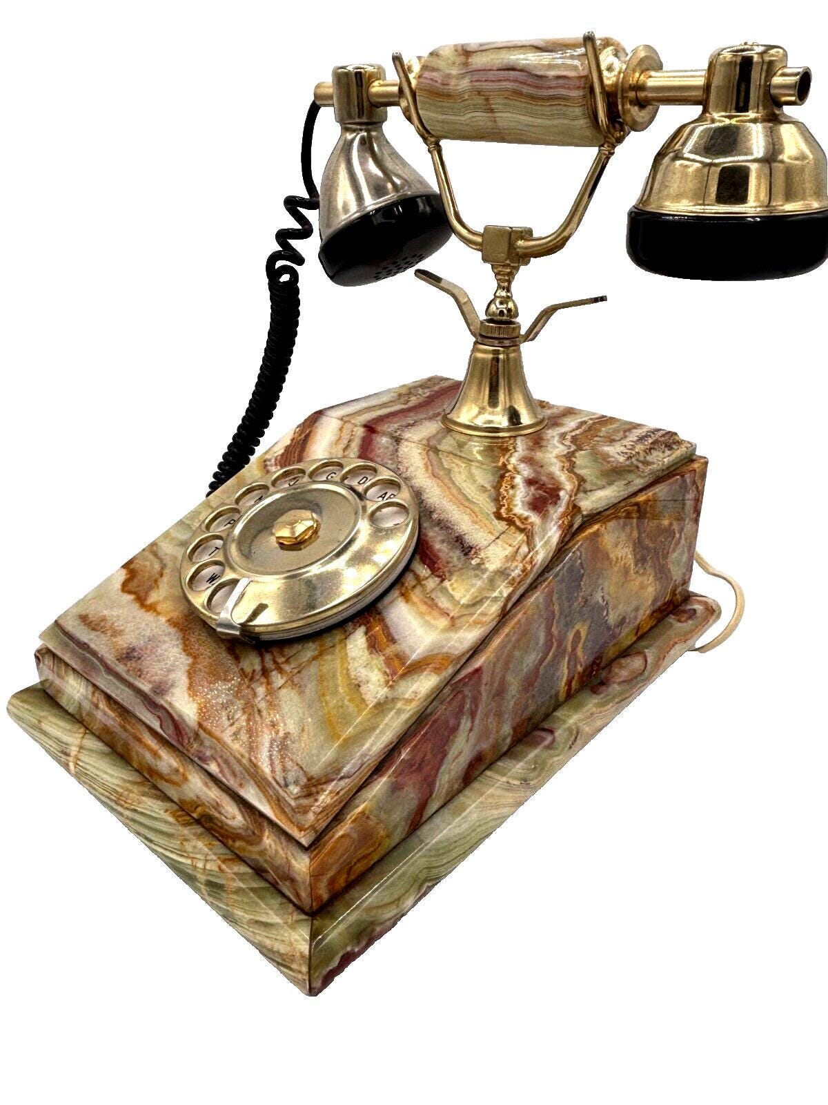 1970s Italian Onyx Marble Rotary Telephone Vintage Office Phone ...