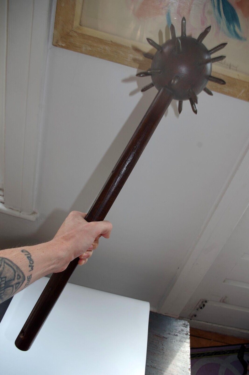 Large 28 Vintage Wooden Spiked Mace Medieval Weaponry Replica Metal ...
