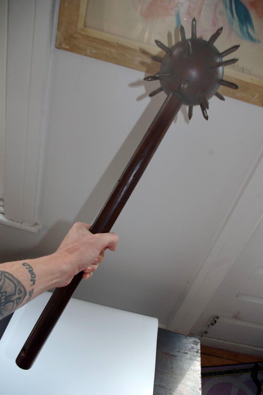 Large 28 Vintage Wooden Spiked Mace Medieval Weaponry Replica Metal ...