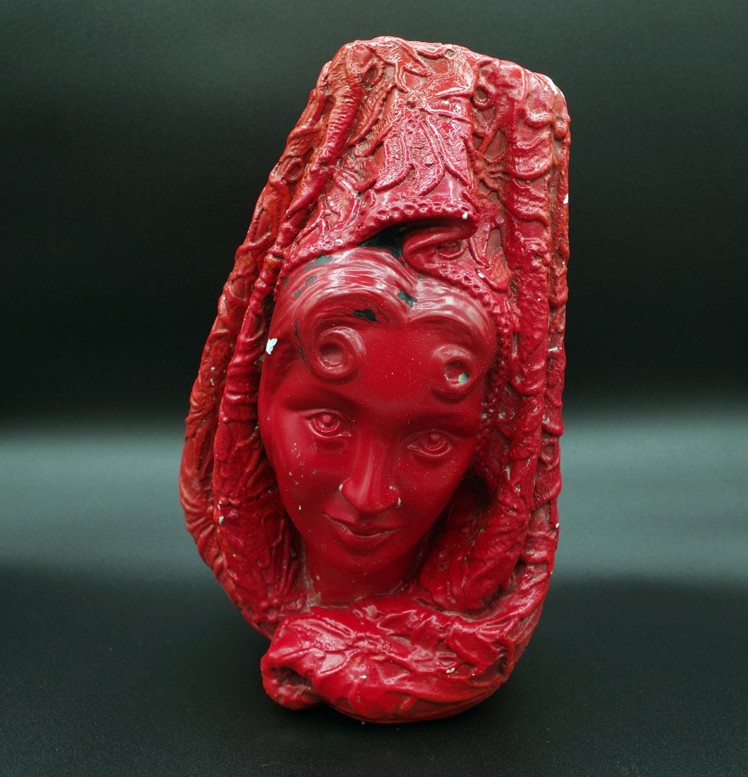 Vintage 1966 Marwal Chalkware Bust of Spanish Woman in Red - Etsy