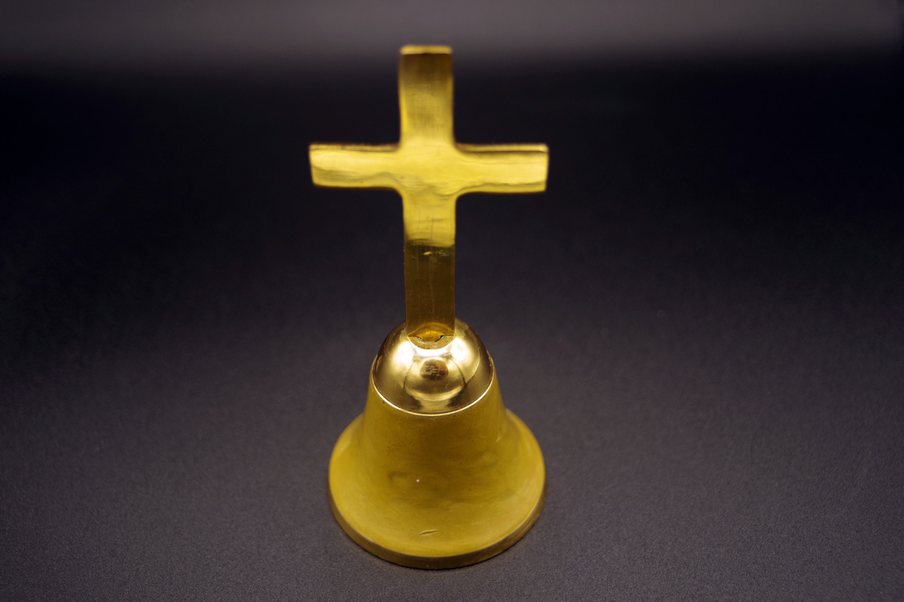 Vintage Solid Brass Cross Sanctus Communion Altar Bell From Saint ...