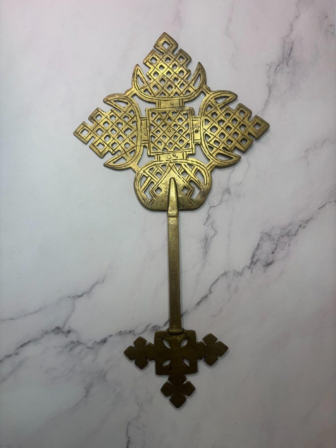 Vintage Ethiopian Brass Blessing Cross Lalibela Orthodox Priest Hand ...