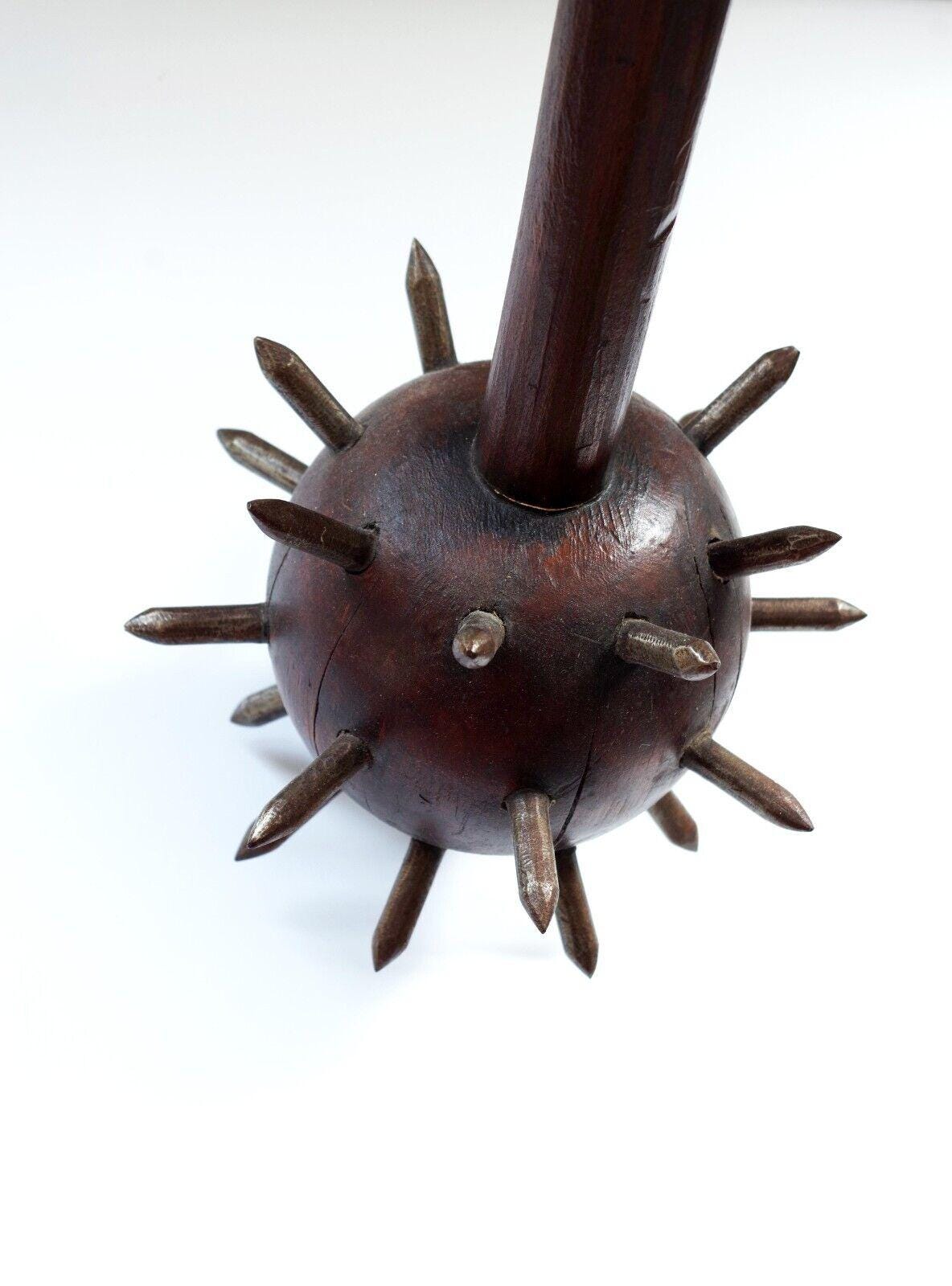 Large 28 Vintage Wooden Spiked Mace Medieval Weaponry Replica Metal ...