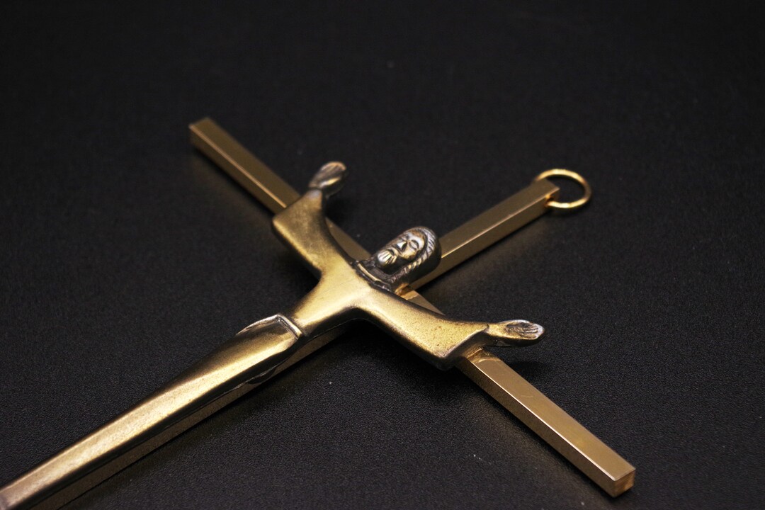 Vintage Brass MCM Art Deco Resurrection Crucifix Minimal Cross - Etsy