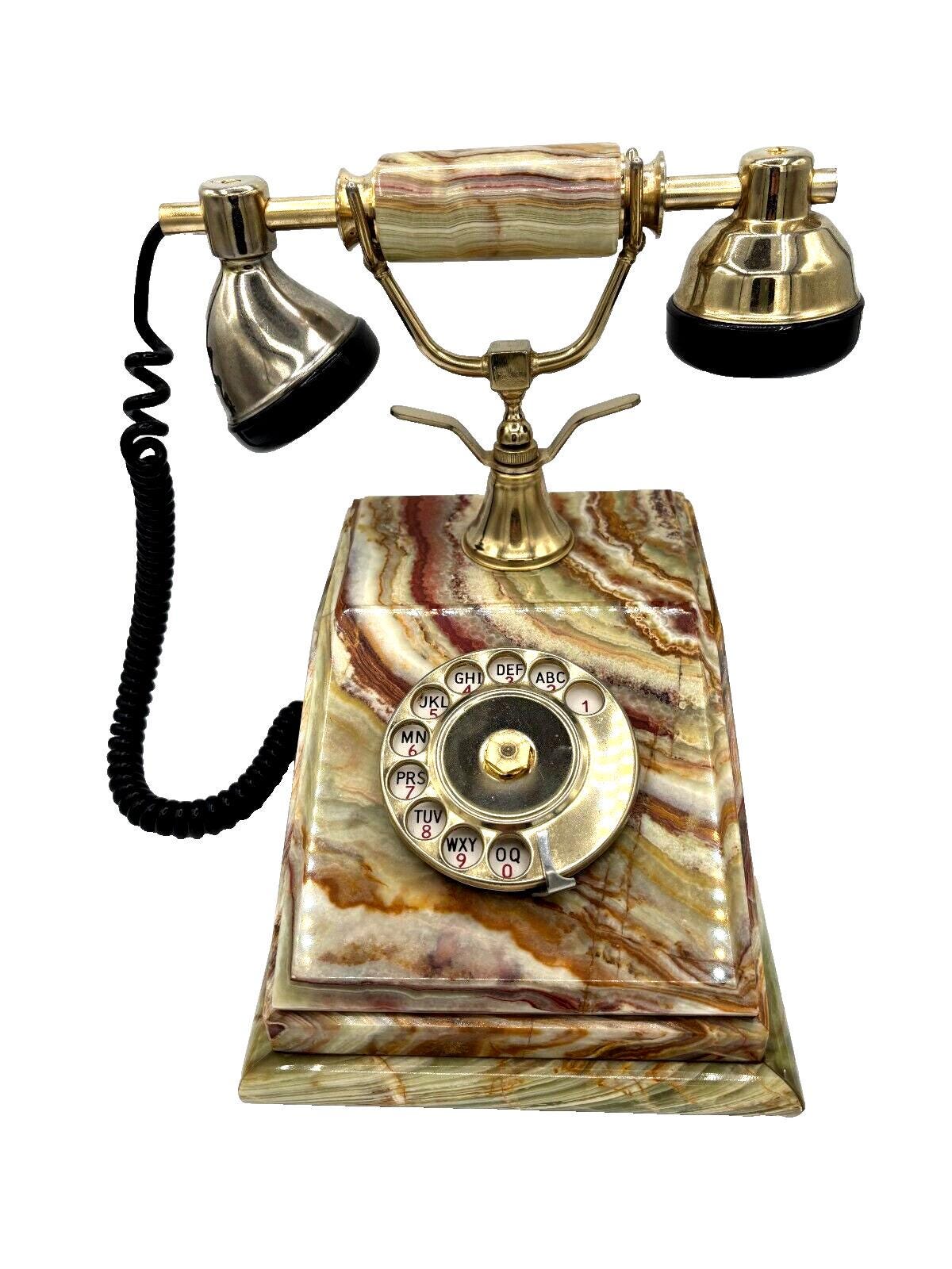 1970s Italian Onyx Marble Rotary Telephone Vintage Office Phone ...