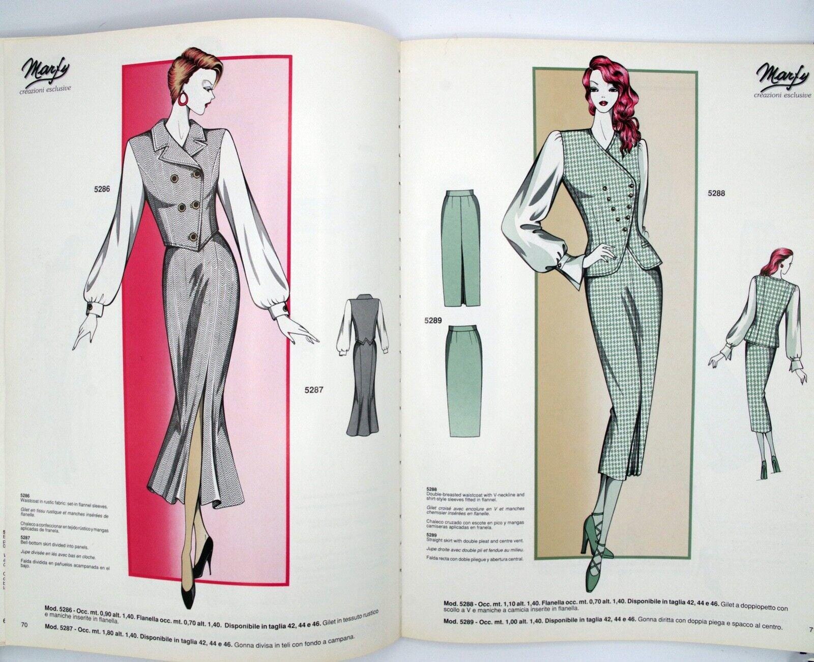 Large Italian Fashion Illustration Book MODA MARFY From 1999 90's ...