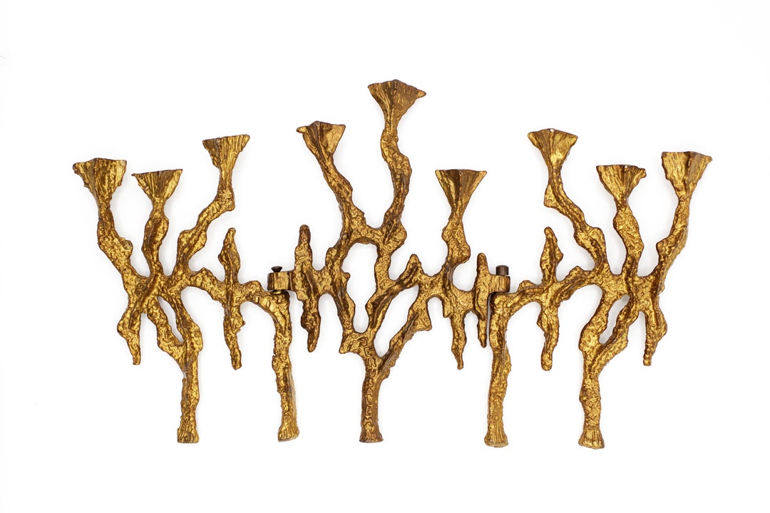 1960s Wainberg Brutalist Brass Tri-fold Menorah - Etsy