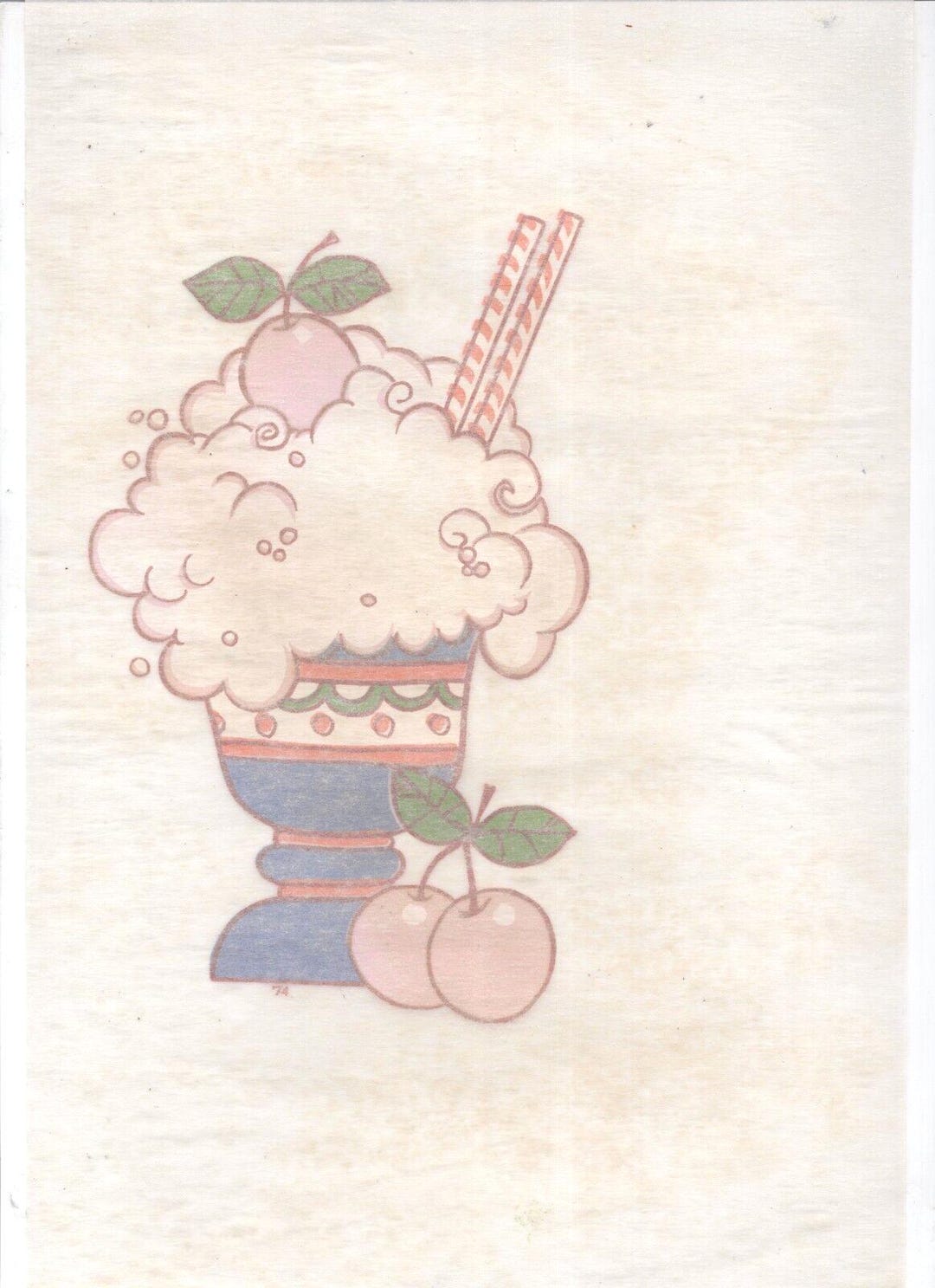 Vintage 1970s Iron on Tshirt Transfer Design Milkshake 1970s Decal 12 ...