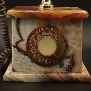 Vintage 1970's Italian Marble Onyx Rotary Telephone - Etsy