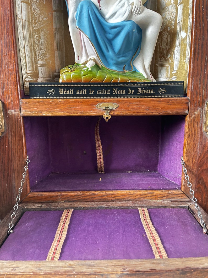 Antique 1900's Catholic Viaticum Chalk Ware Pieta in Oak - Etsy