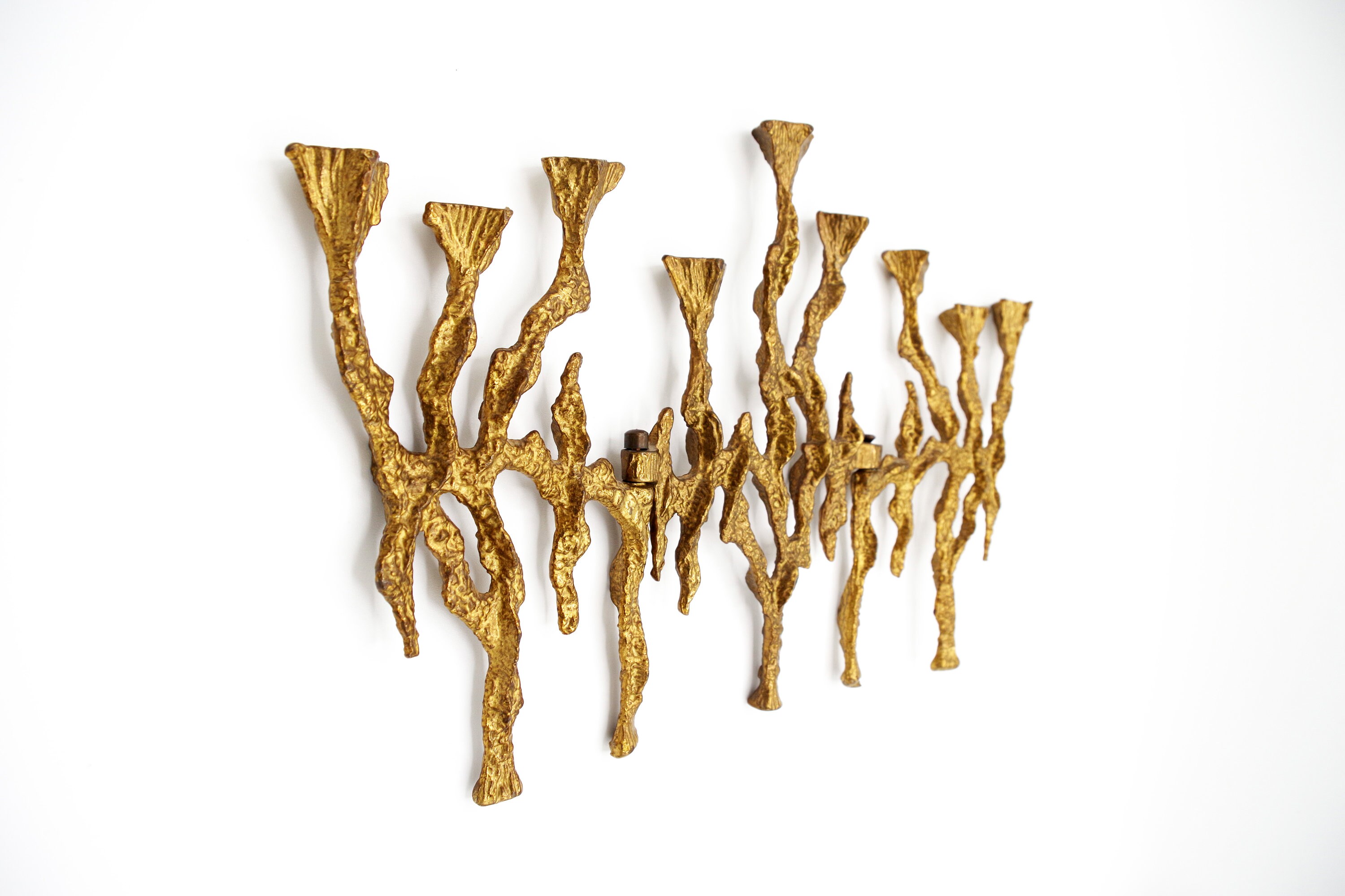 1960s Wainberg Brutalist Brass Tri-fold Menorah - Etsy