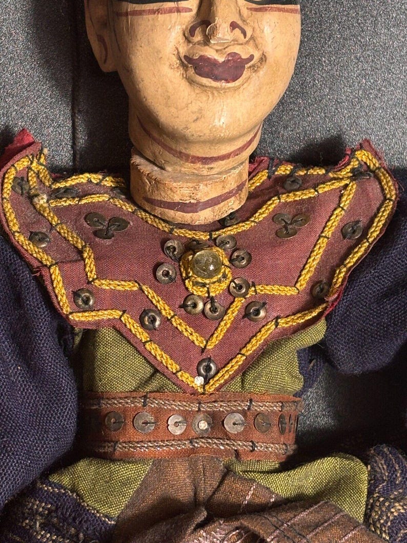Vintage Burmese Marionette Wooden Hand Carved Puppet Complete Untangled ...