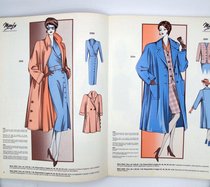 Large Italian Fashion Illustration Book MODA MARFY From 1998 90's Fashion - Etsy