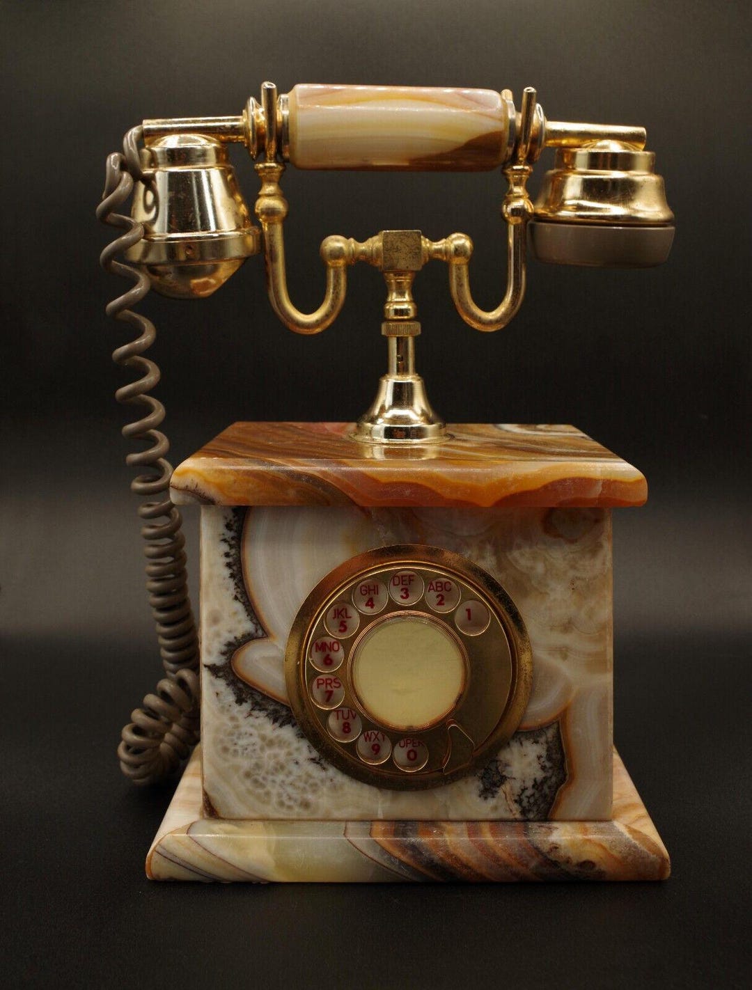 Vintage 1970's Italian Marble Onyx Rotary Telephone - Etsy
