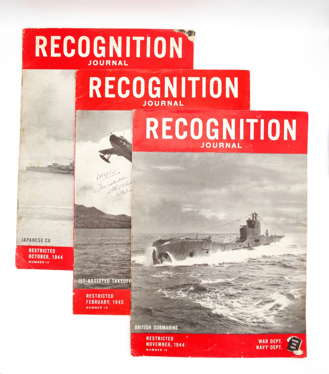 Lot of 3 RECOGNITION Magazines WWII Era Military 1940's Memorabilia - Etsy