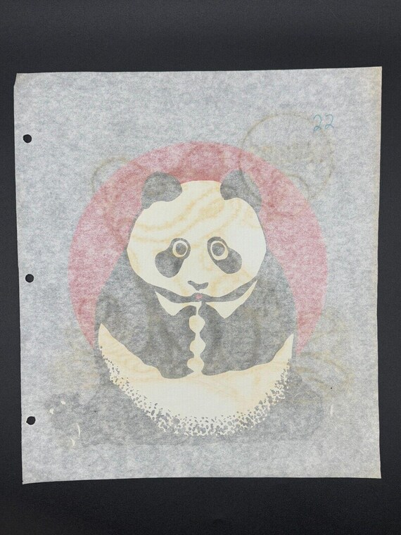 1970s PANDA T-Shirt Iron On Transfer Design 12"X11" V… - Gem