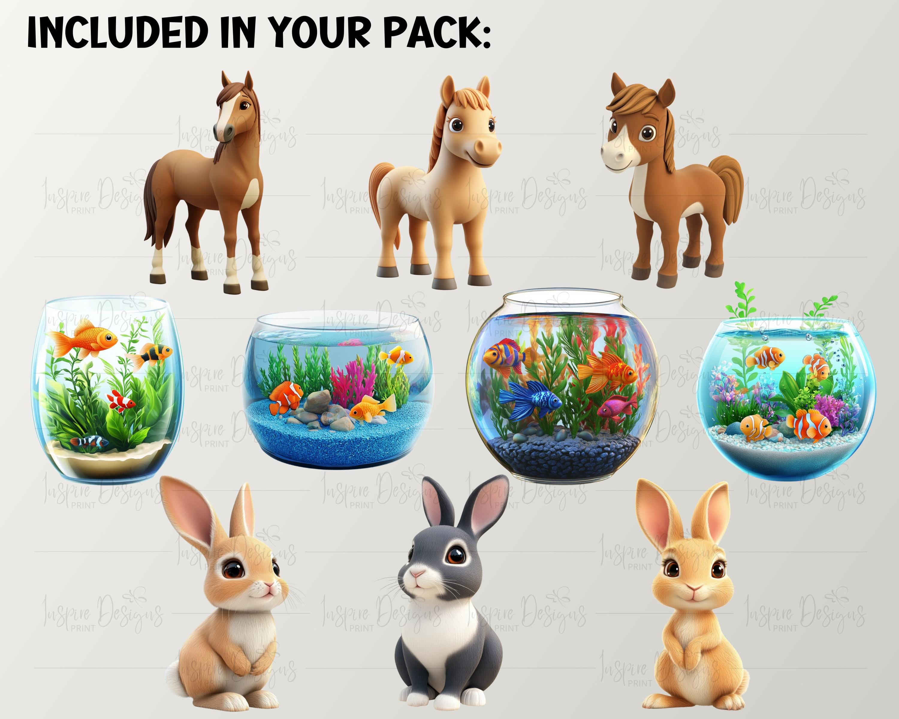 3D Style Cute Pets & Supplies Clipart, Commercial Use Cats Dogs Fish ...