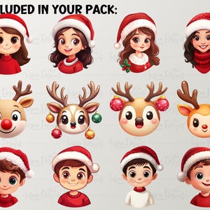 Christmas Emojis Cartoon Clipart, Instant Download Emoticons ...