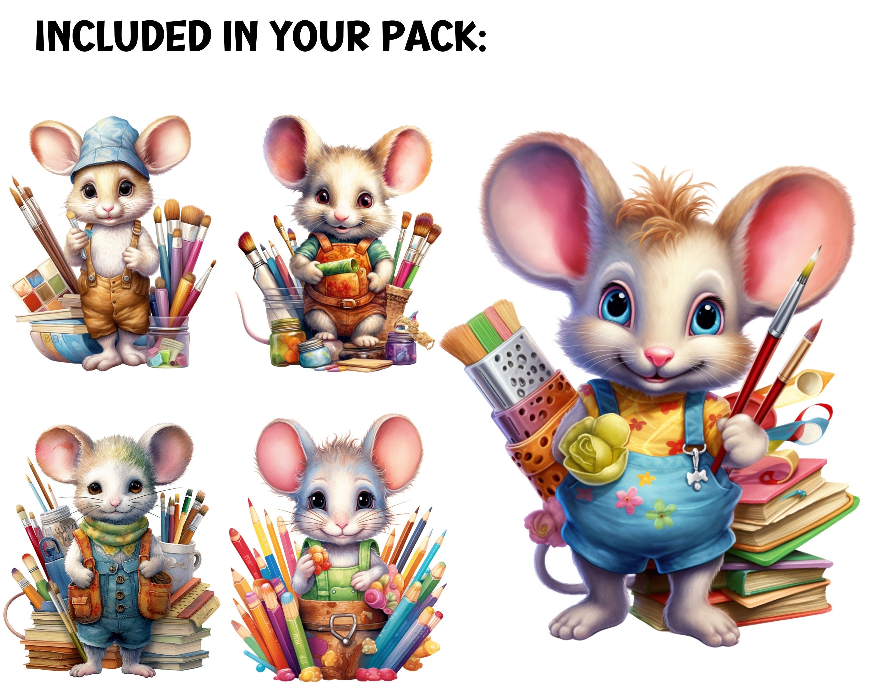 Cute Mouse Artists Clip Art, Digital & Paper Crafts Fantasy Animal ...