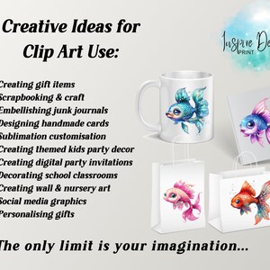 62 Cute Tropical Fish Watercolor Clipart, Underwater Sea Life Instant ...