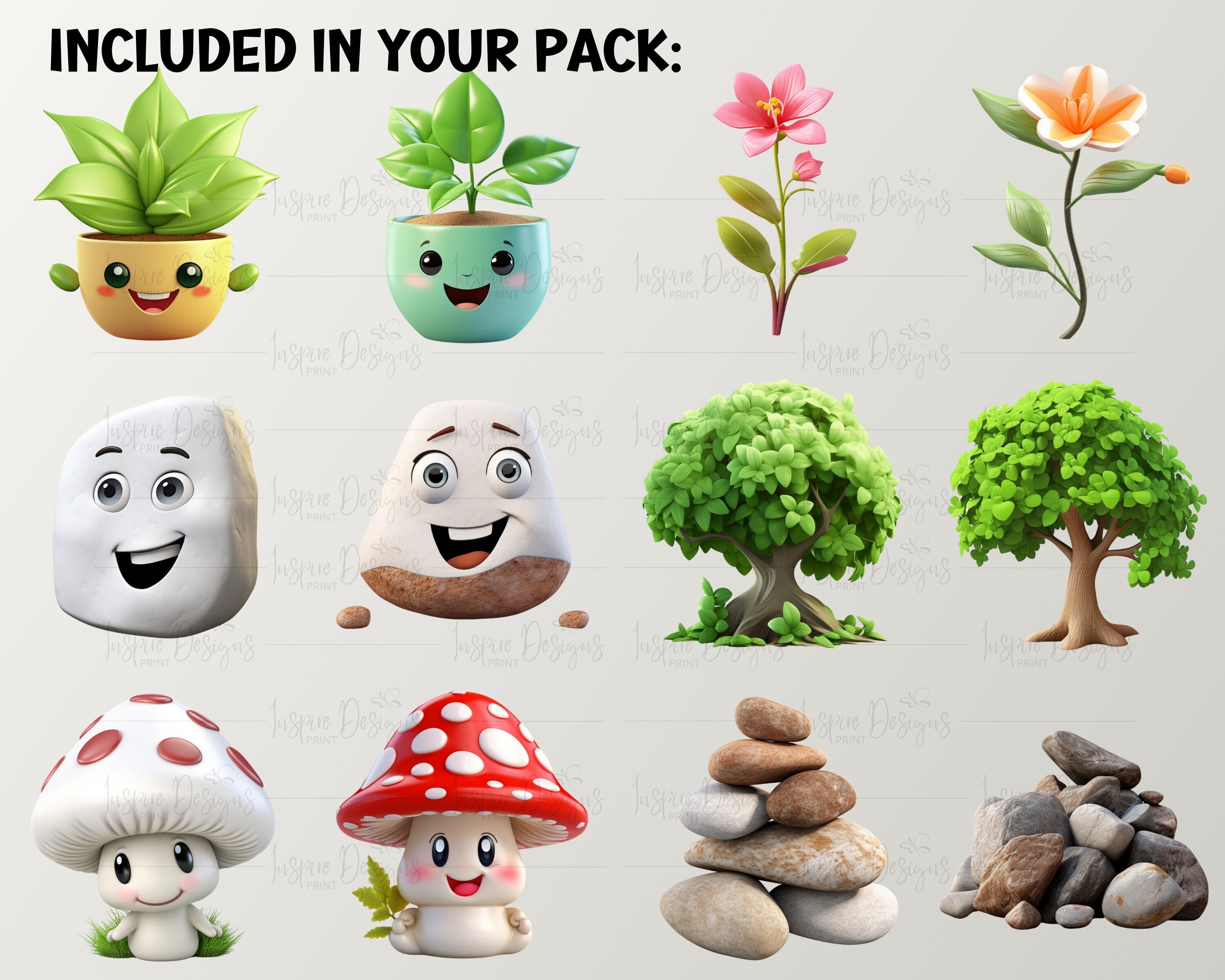 3D Style Cute Animals PNG Clipart set 1 Instant Download Commercial Use ...