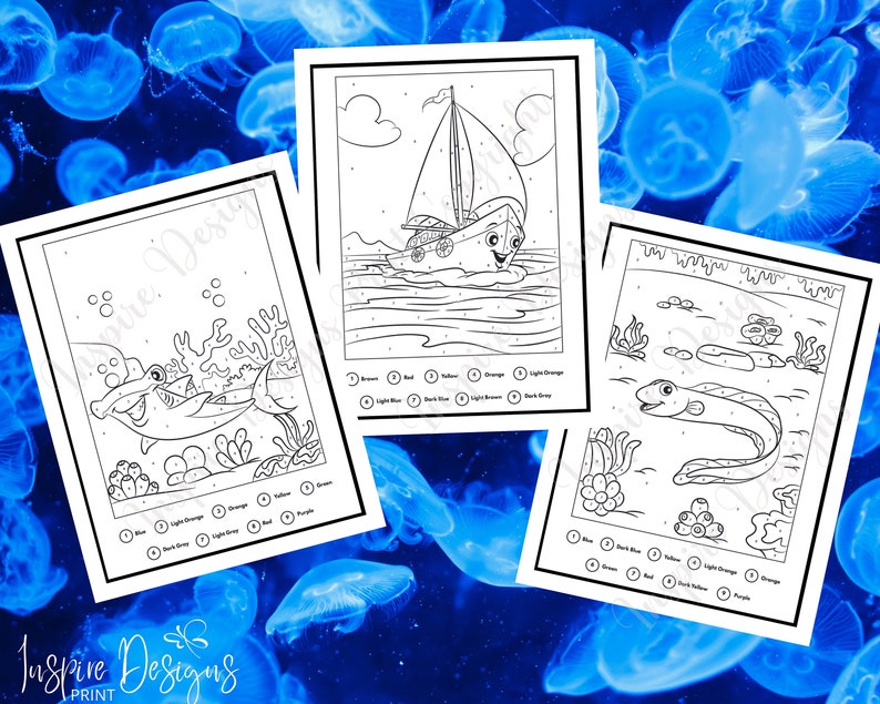 30 SEA LIFE Color by Number Coloring Pages - PDF Printables for ...