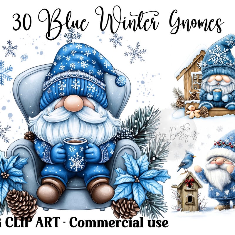 Gnome Clip Art for January - Etsy