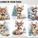 Snowy Christmas Reindeer Clipart, Craft Digital Papers, Cute Card ...