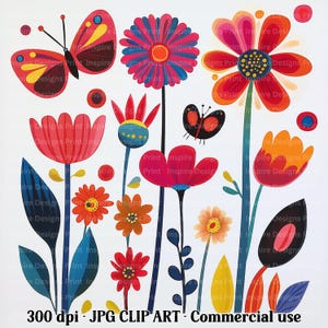 Whimsical Abstract Flowers Clipart Scenes Digital & Paper Craft Instant ...