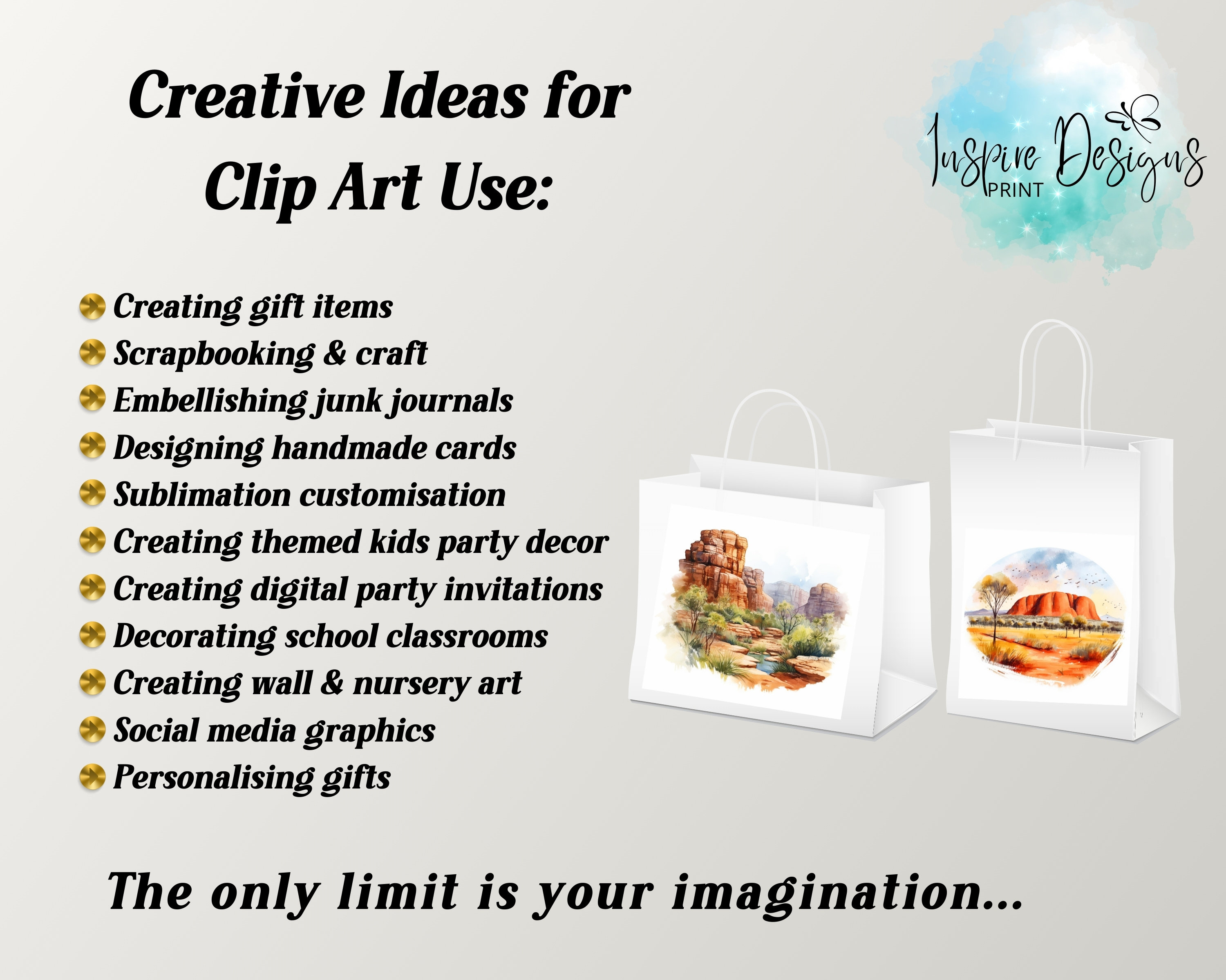 Outback Australia Watercolor Clipart Scenes, Digital & Paper Craft ...