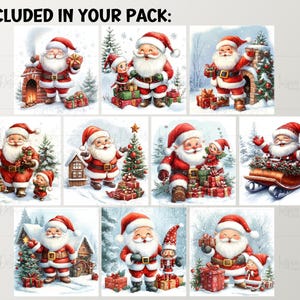 North Pole Christmas Clipart, Cute Santa Scenes Digital Craft, Card ...