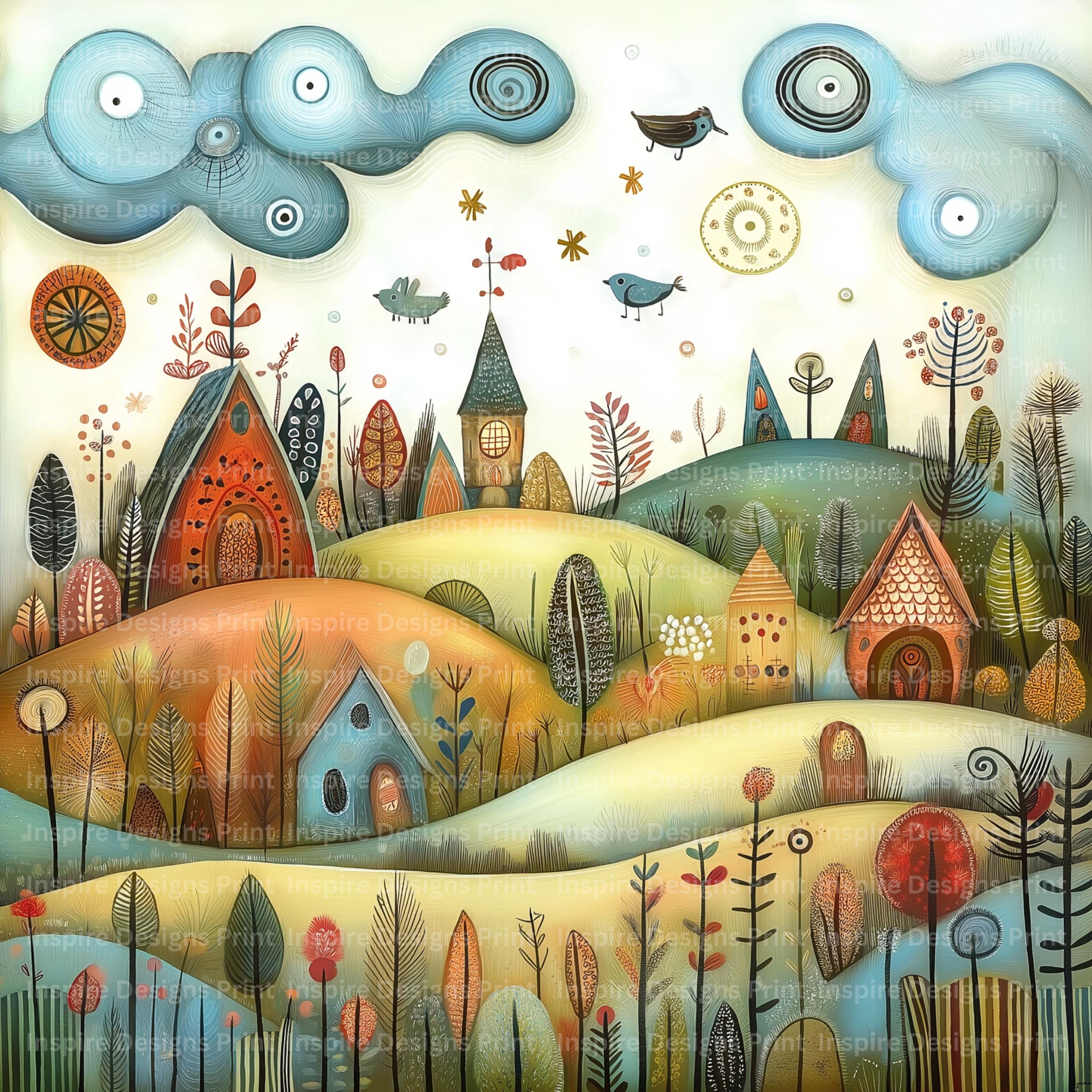 Whimsical Countryside Clipart: Fantasy Landscape JPG Bundle (commercial ...