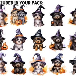 Halloween Cats & Dogs Watercolor Clip Art, Digital + Paper Crafts ...