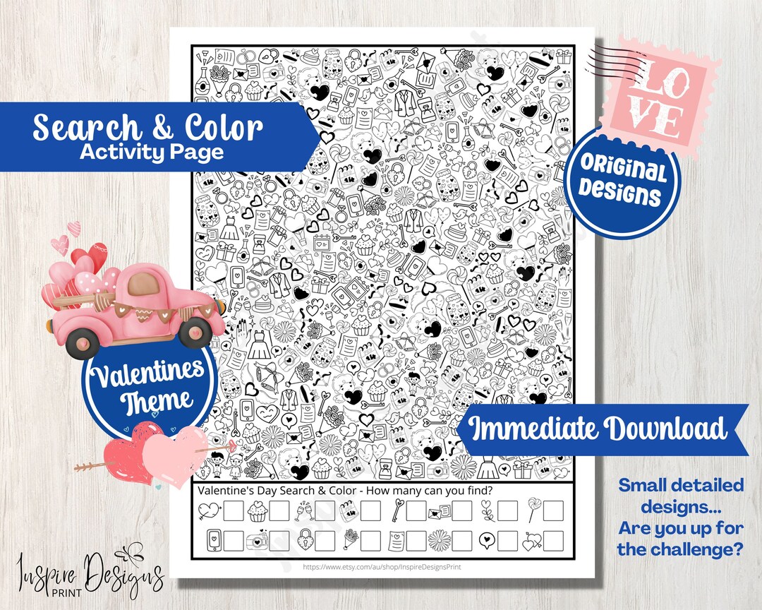Valentine's Day Love Search & Color Doodles - I SPY Printable Counting ...