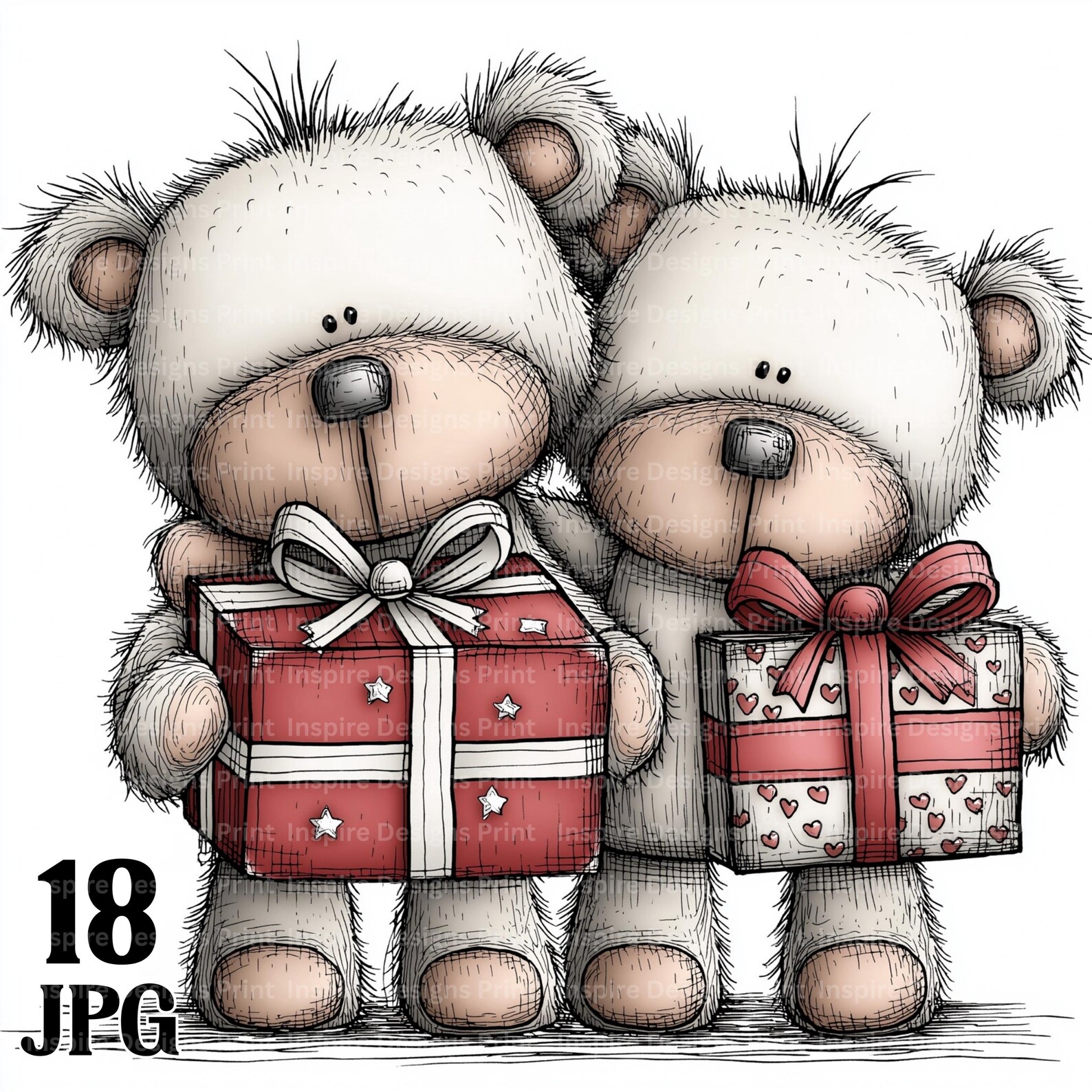Adorable Love Teddies Clipart: Watercolor Valentines Teddy Bear Designs ...
