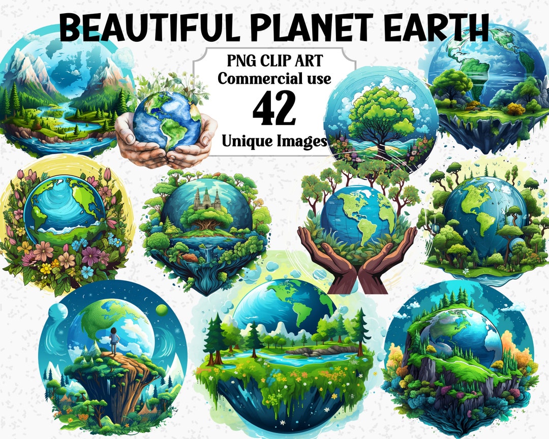 Beautiful Planet Earth Watercolor Earth Day Month Clipart, Nature Craft ...