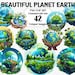 Beautiful Planet Earth Watercolor Earth Day Month Clipart, Nature Craft ...